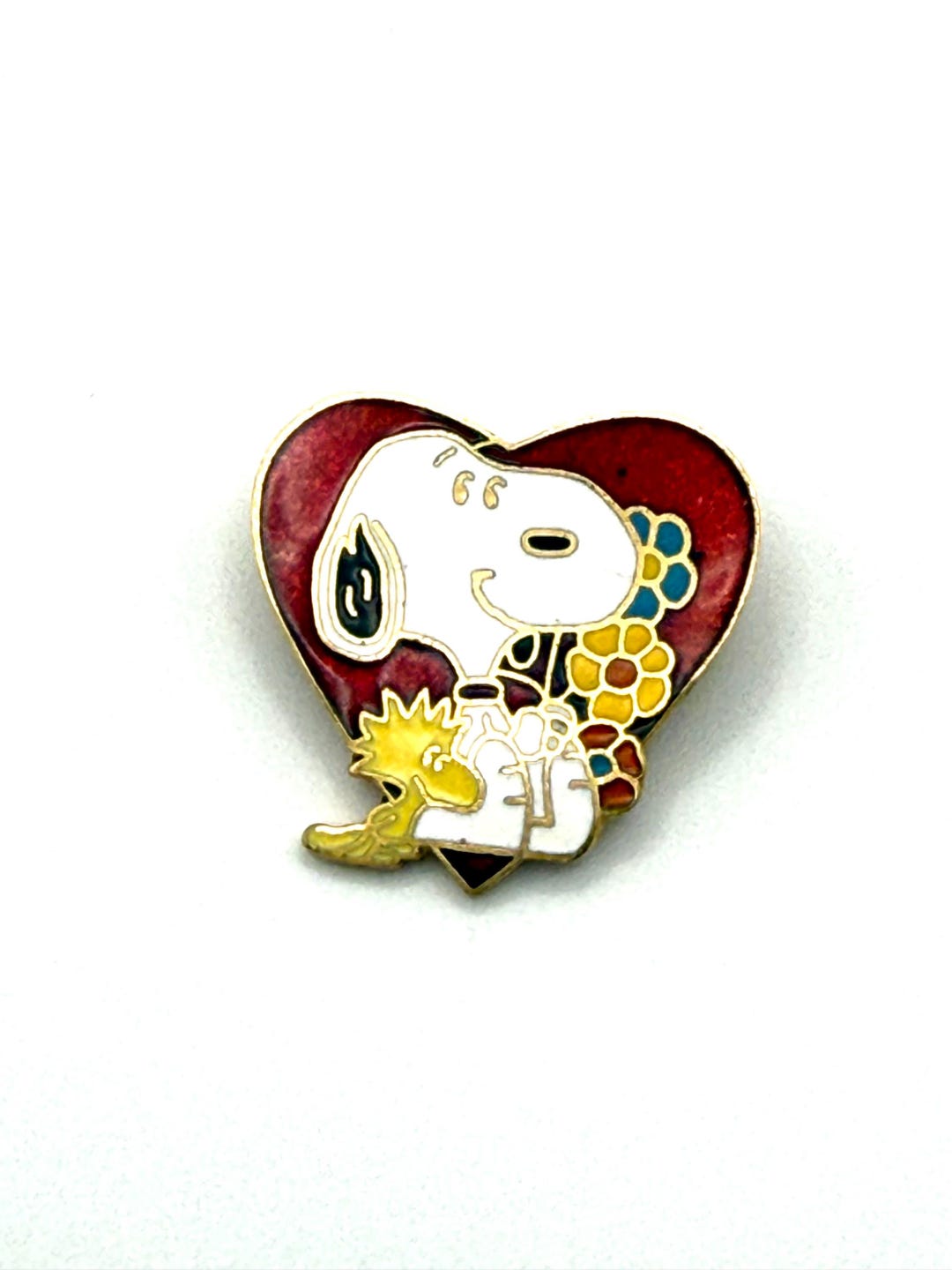 Cute Vintage Peanuts Pin Snoopy and Woodstock Valentines Day Heart Pin ...