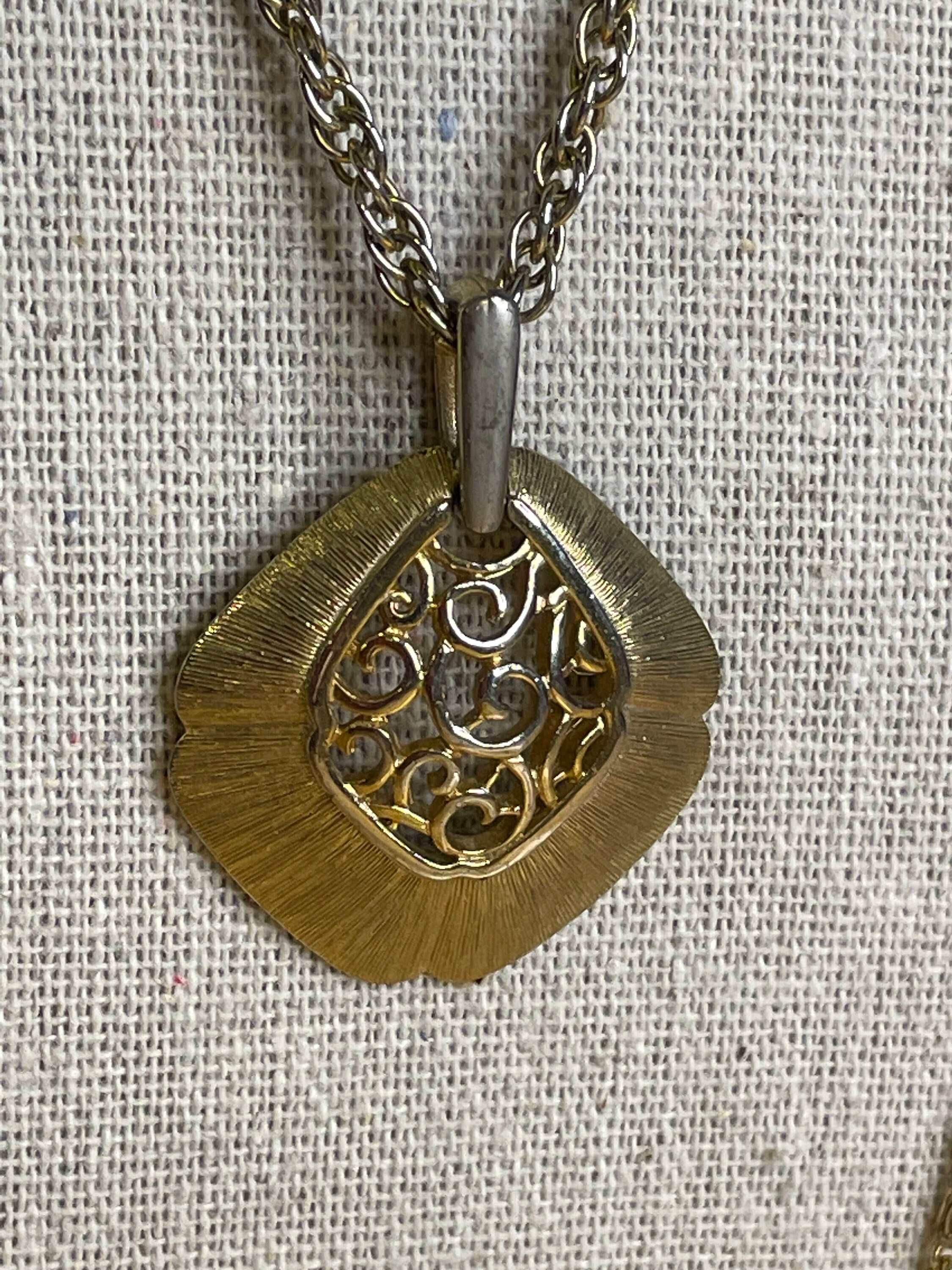 Vintage Gold Tone Three-strand Chain Necklace With Pendant - Etsy