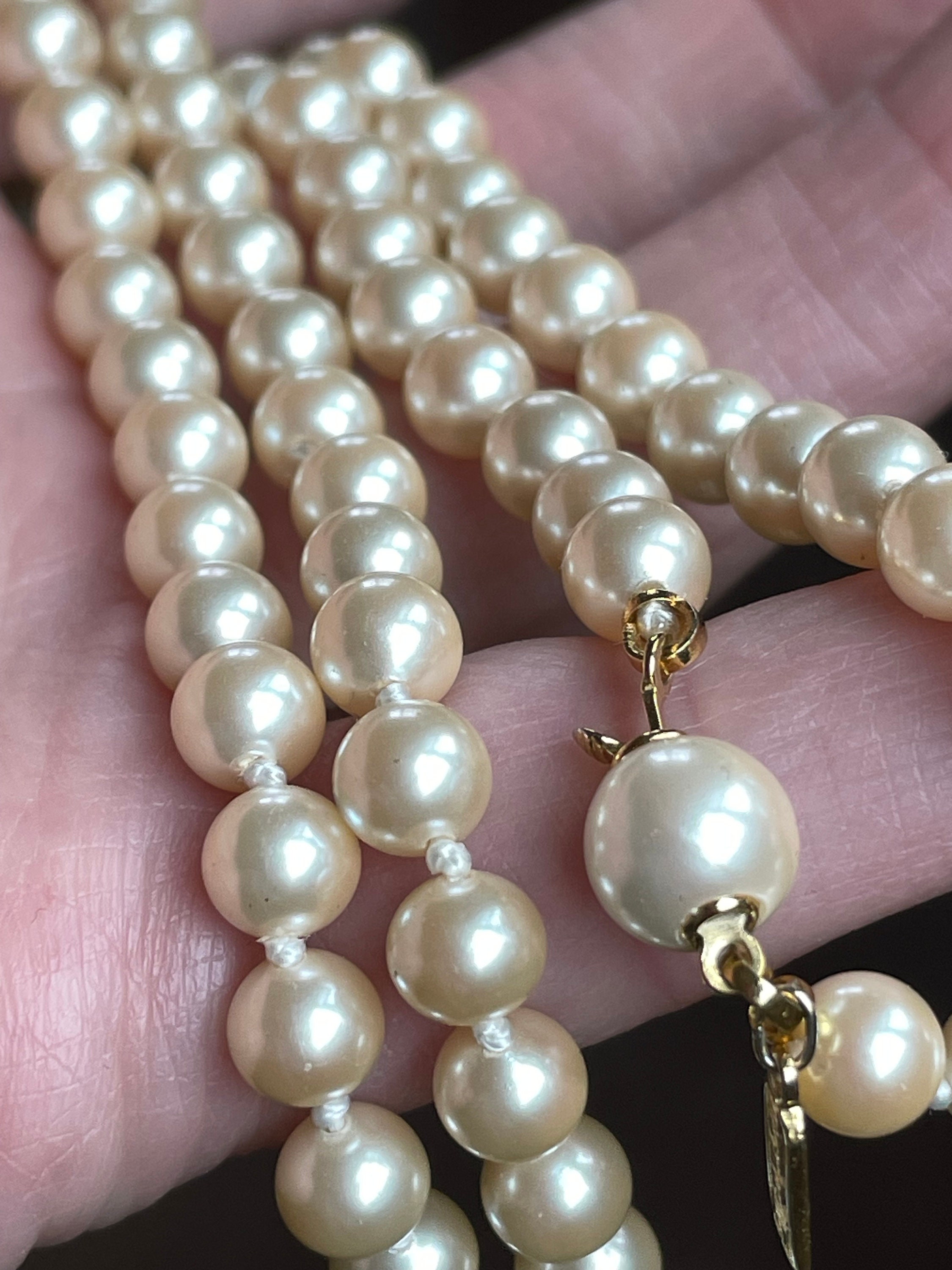 Marvella Signed Vintage Faux Pearl Hand Tied Necklace Excellent Condition 6mm 15 - Etsy