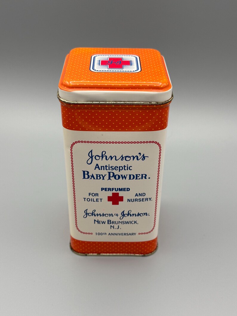 Vintage Johnson’s Antiseptic Baby Powder Tin - Cute Orange Tin for ...