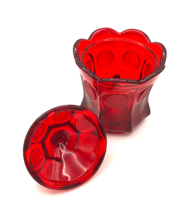 Vintage 1970s Fostoria Covered Candy Dish / Sugar Bowl - 1372 - Ruby ...