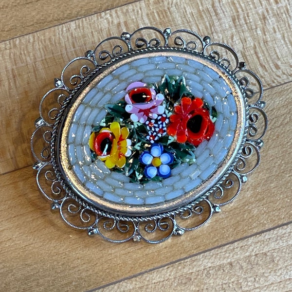 Micro Mosaic Brooch - Etsy