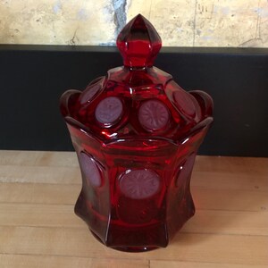 Vintage 1970s Fostoria Covered Candy Dish / Sugar Bowl - 1372 - Ruby ...