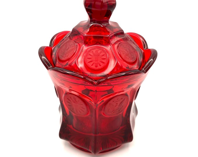 Vintage 1970s Fostoria Covered Candy Dish / Sugar Bowl - 1372 - Ruby ...