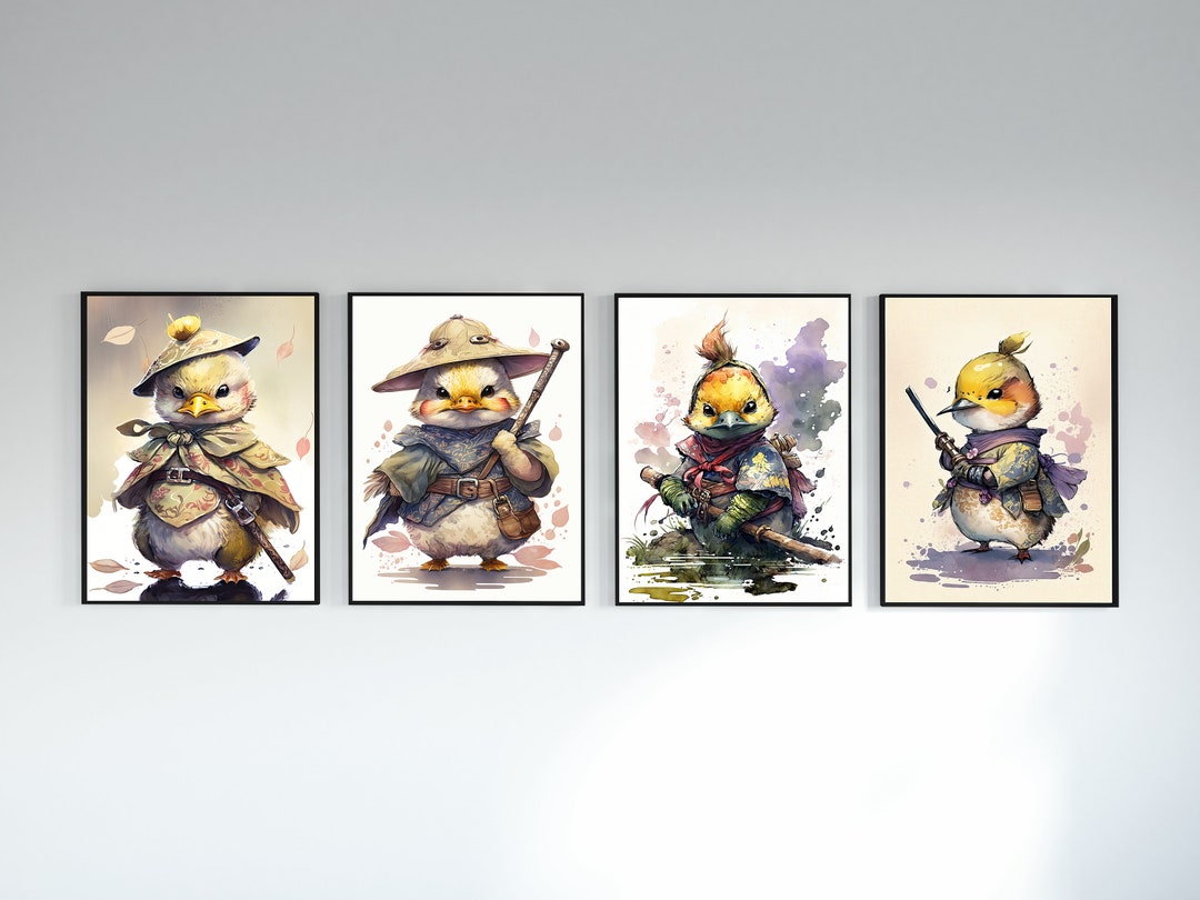 4 Cute Warrior Ducks - Digital Art - AI Generated - Wall Art - Etsy