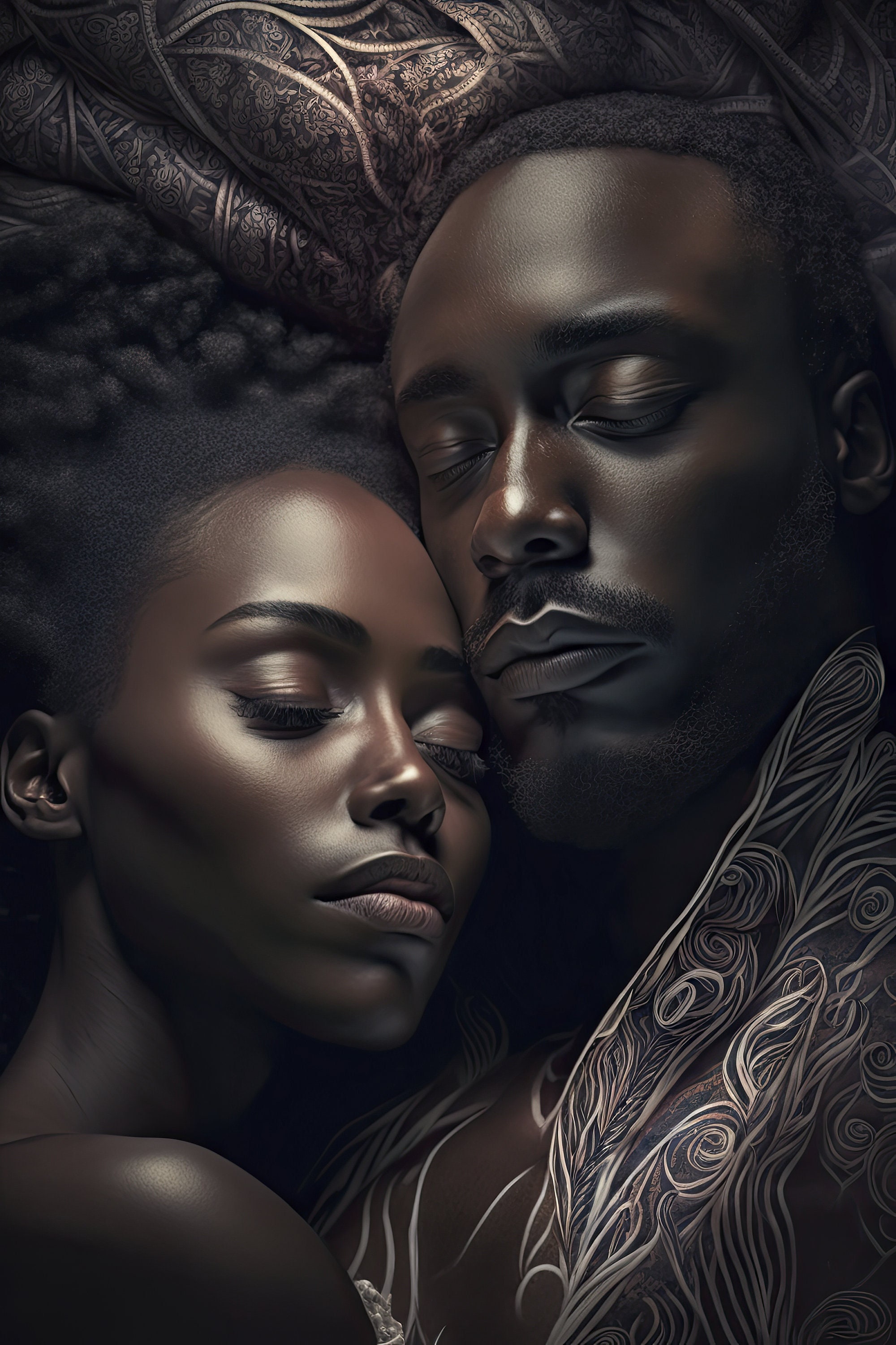 Black Prince and Princess Digital Art AI Generated Wall Art - Etsy