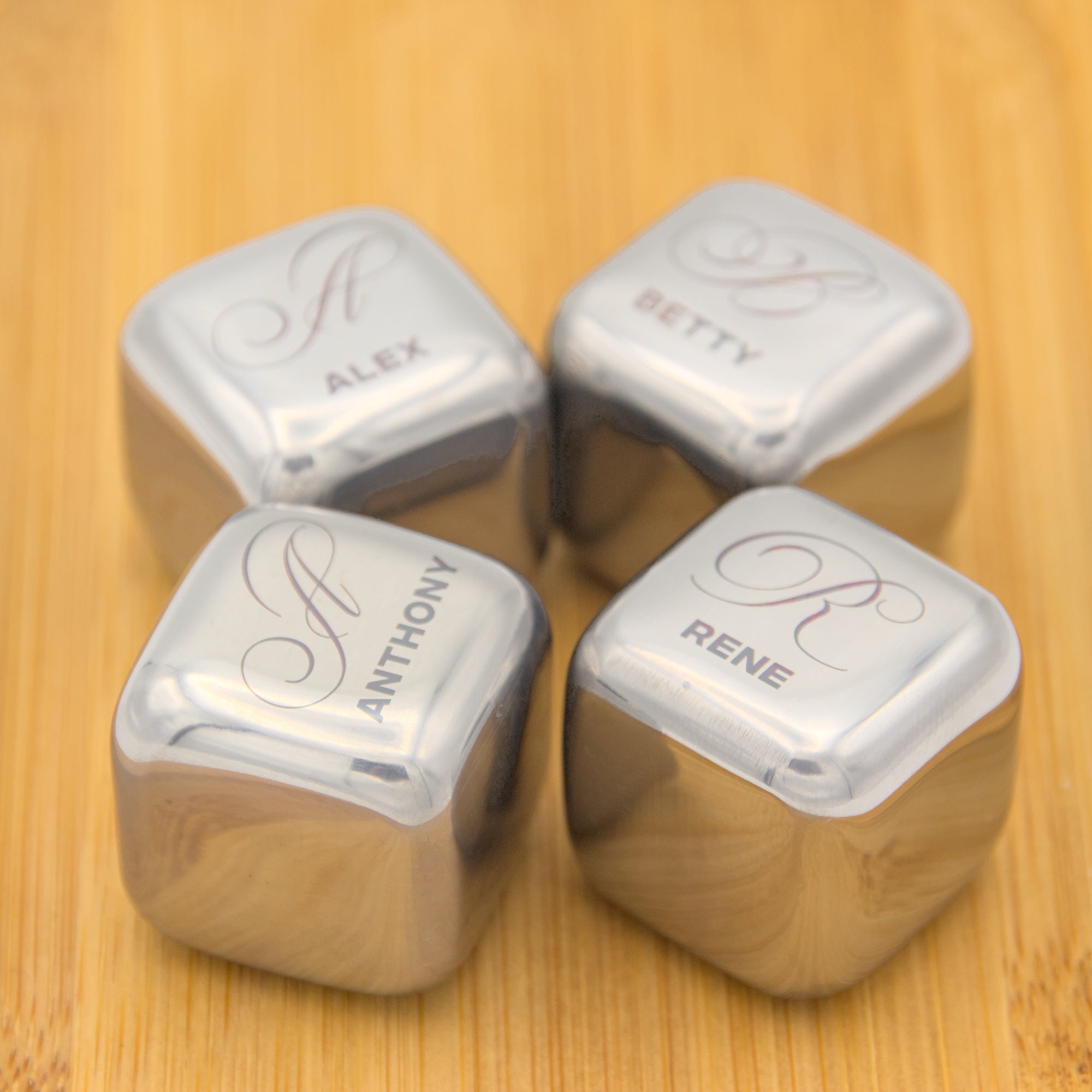Ice Cube Set 4pcs With Name and Monogram Stainless Steel - Etsy