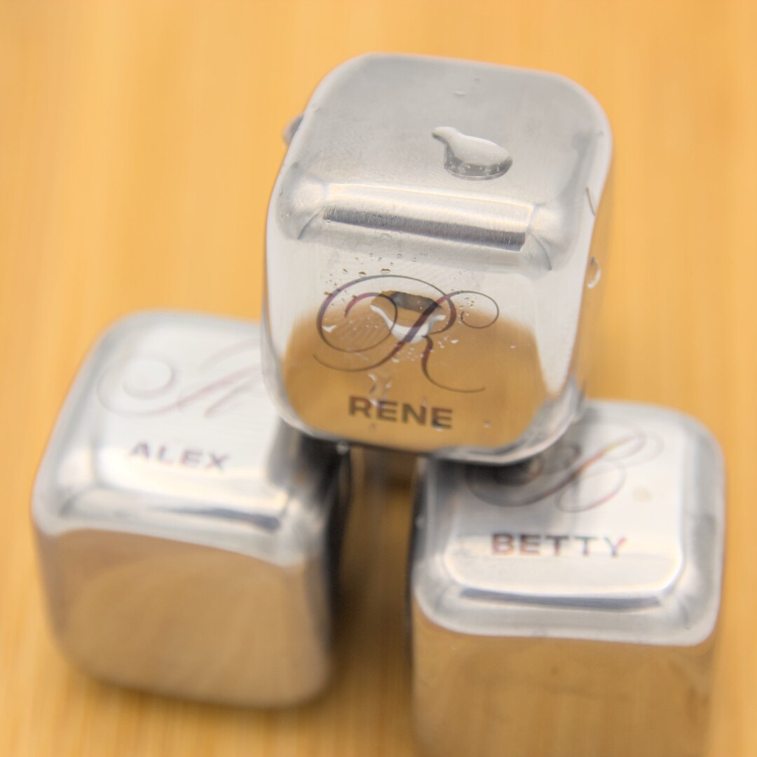 Ice Cube Set 4pcs With Name and Monogram Stainless Steel - Etsy
