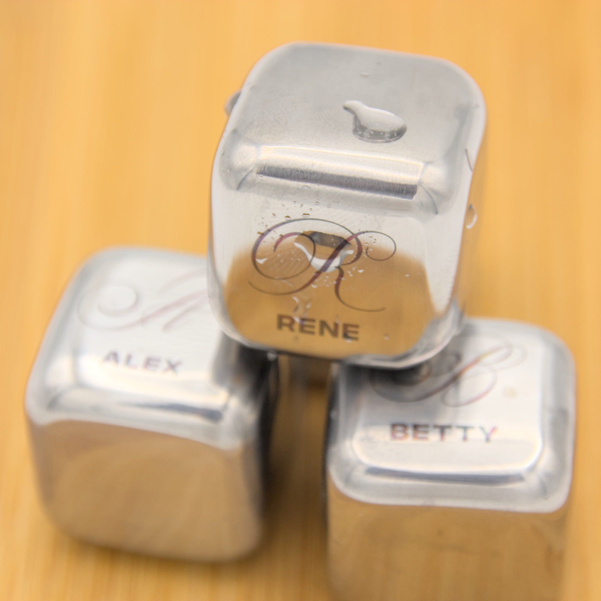 Ice Cube Set 4pcs With Name and Monogram Stainless Steel - Etsy