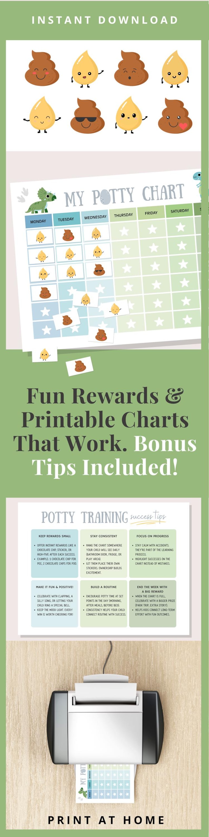 Potty Training Chart Printable for Kids Reward Sticker System Fun ...