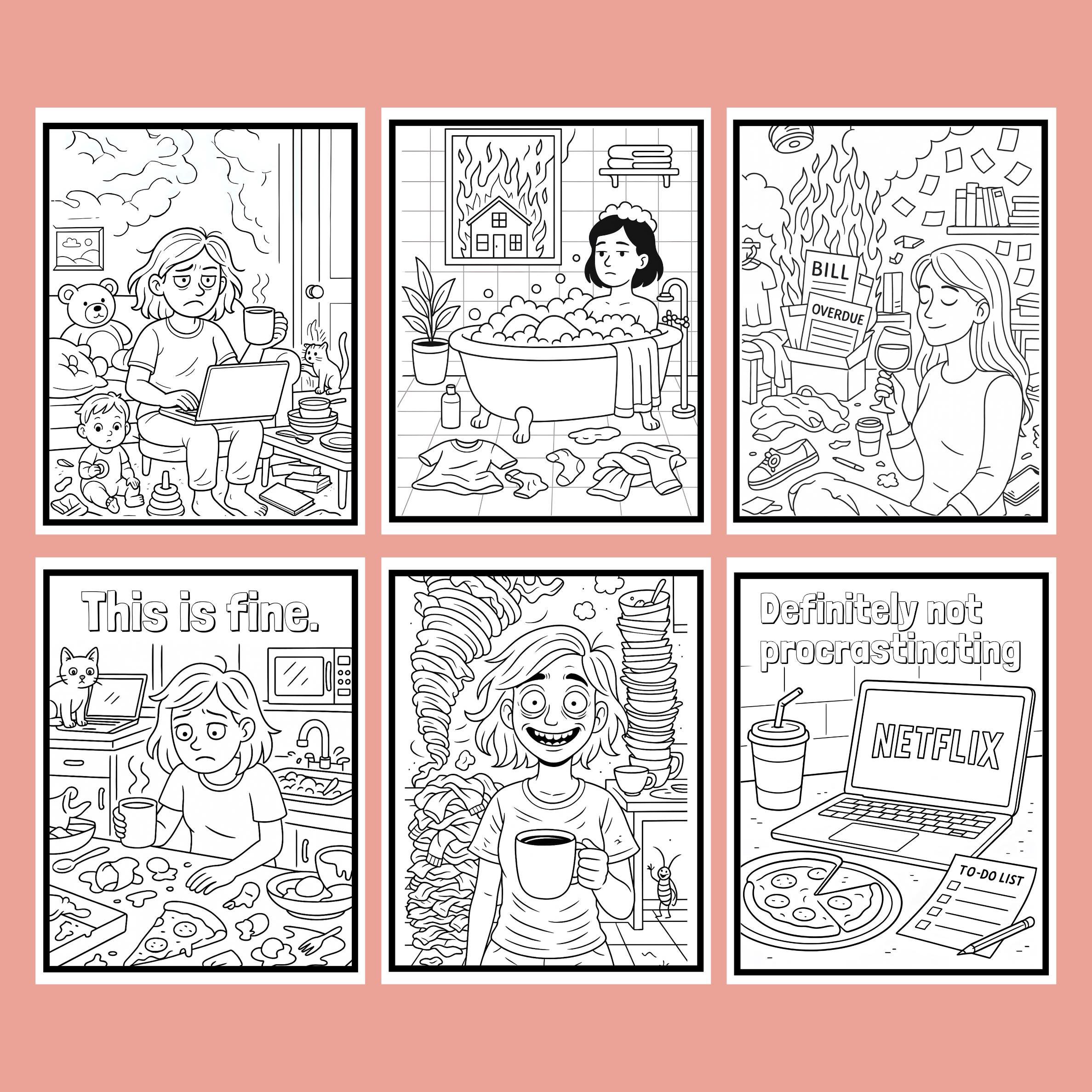 Funny Adult Coloring Pages for Moms Stressed Mom Gift Printable ...