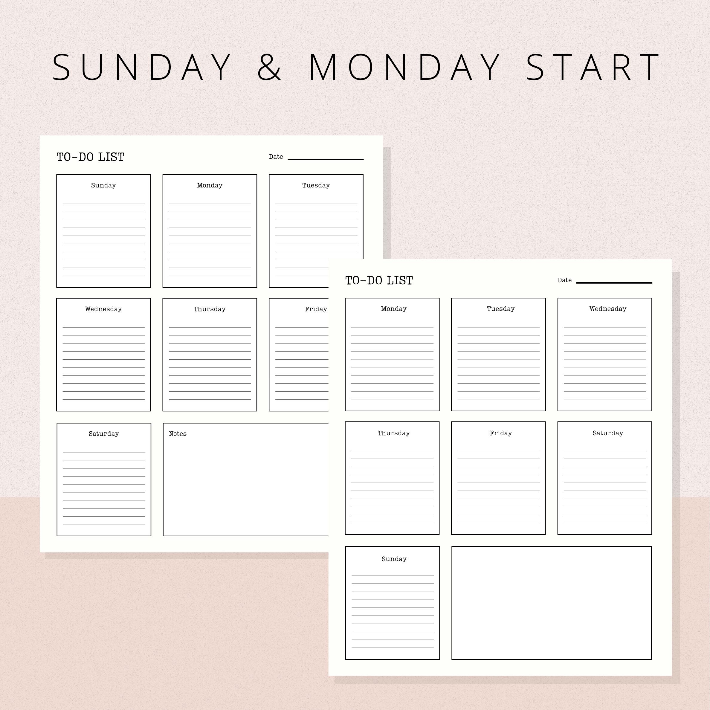 Weekly to Do List Printable Editable Daily Task Planner Template ...