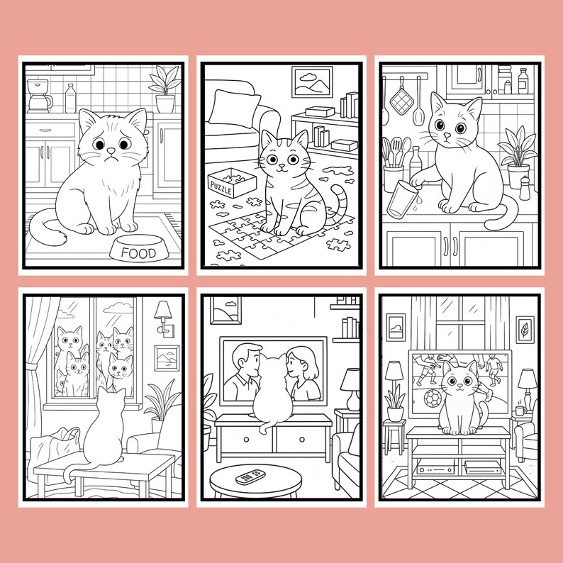 Funny Cats Coloring Pages Printable Cat Coloring Book for All Ages Gift ...