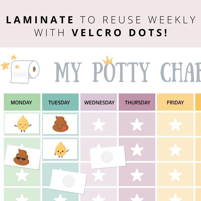 Potty Training Chart Printable for Kids Reward Sticker System Fun ...