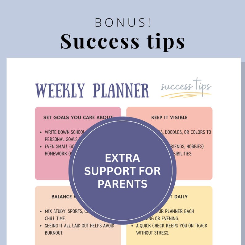 Teen Weekly Planner Printable Routine Tracker Daily Chores Allowance ...