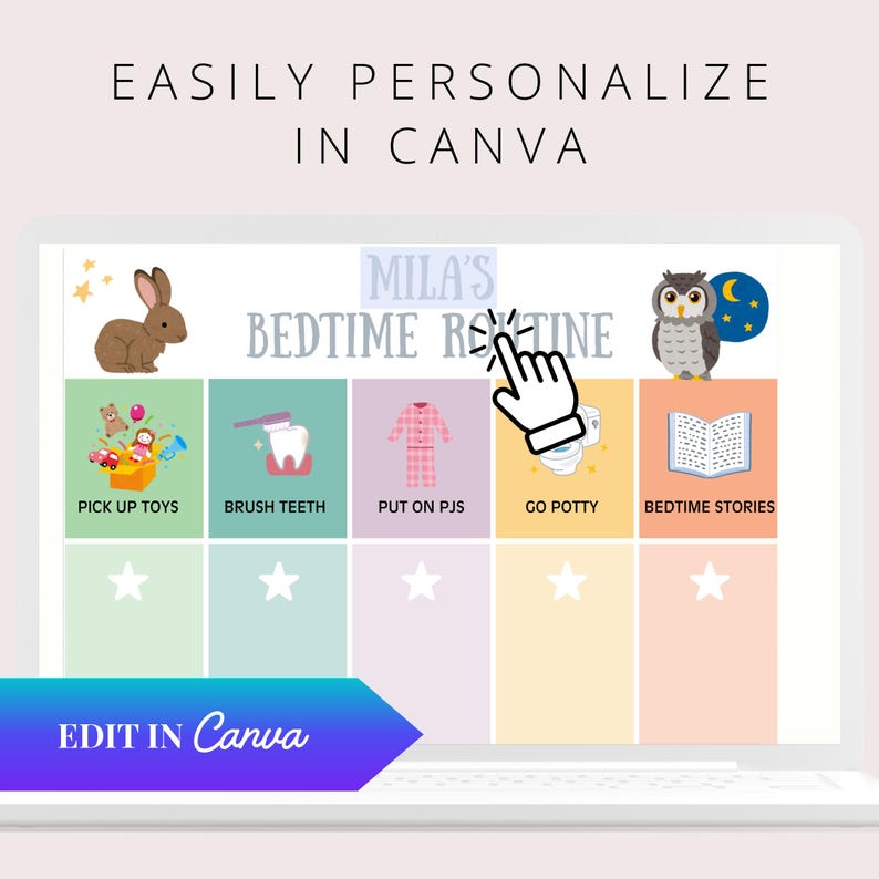 Daily Routine Chart Printable for Kids Rainbow Morning Bedtime ...
