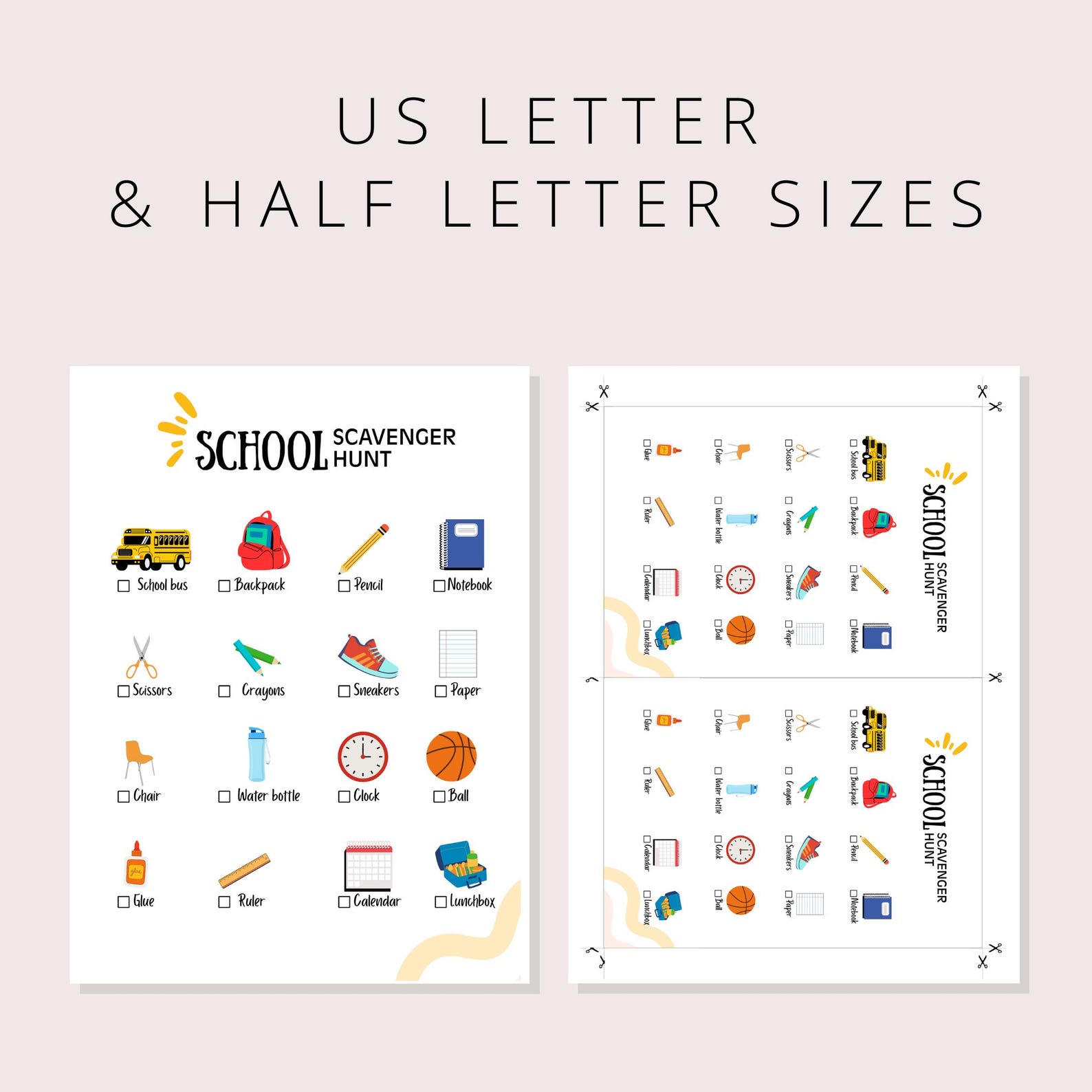 School Scavenger Hunt Printable for Kids School Activity Game Indoor ...