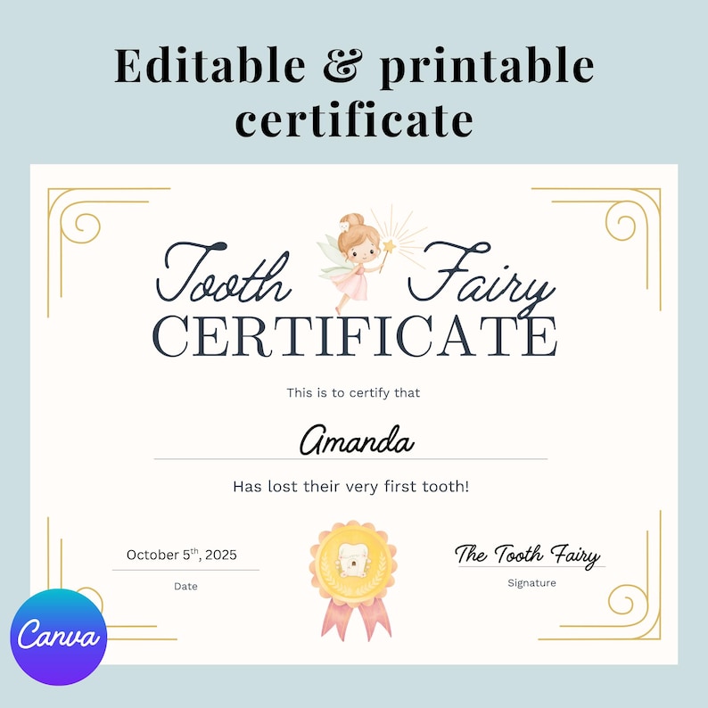 Tooth Fairy Kit Editable Printable Letter and Envelope Tooth Receipt ...