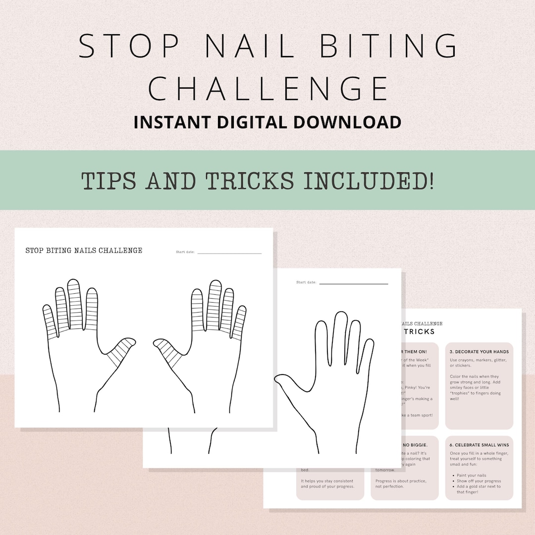 Stop Nail Biting Chart for Kid Teen Adult Printable Habit Tracker PDF ...