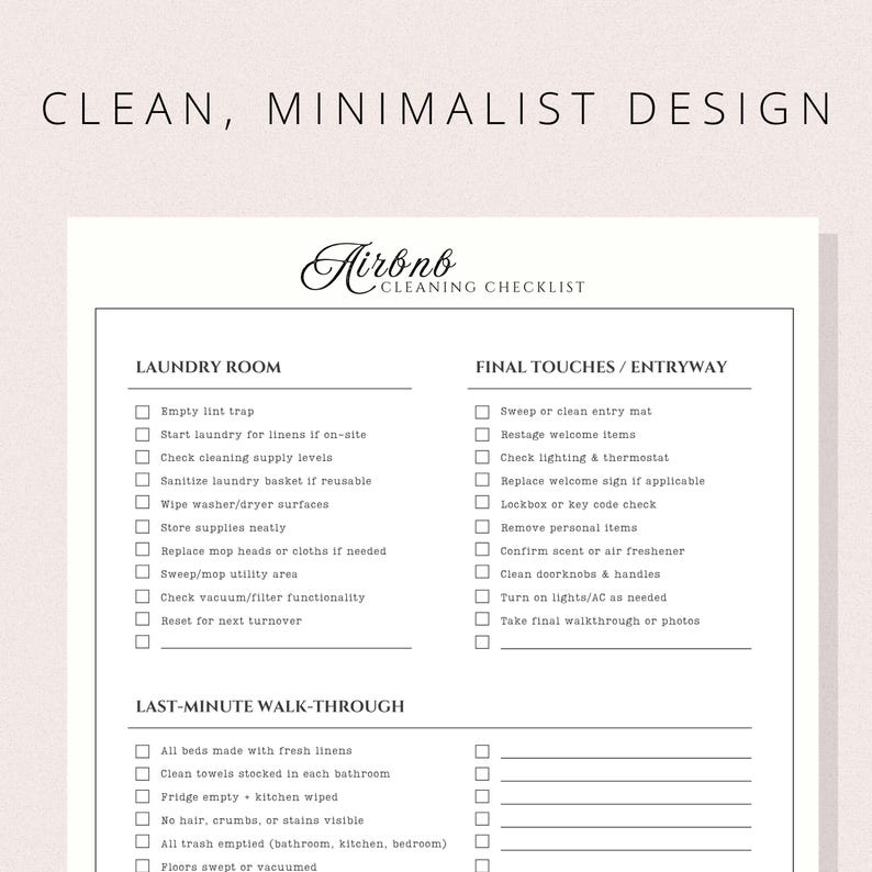 Short Term Rental Cleaning Checklist Printable for Vacation Rental ...