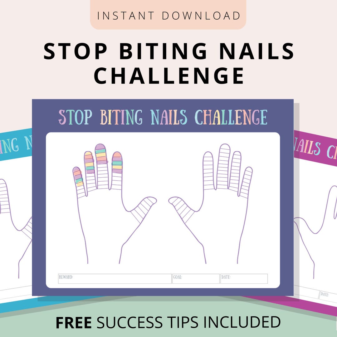 Stop Nail Biting Chart Printable Habit Tracker Kids Teens Adults Pdf ...