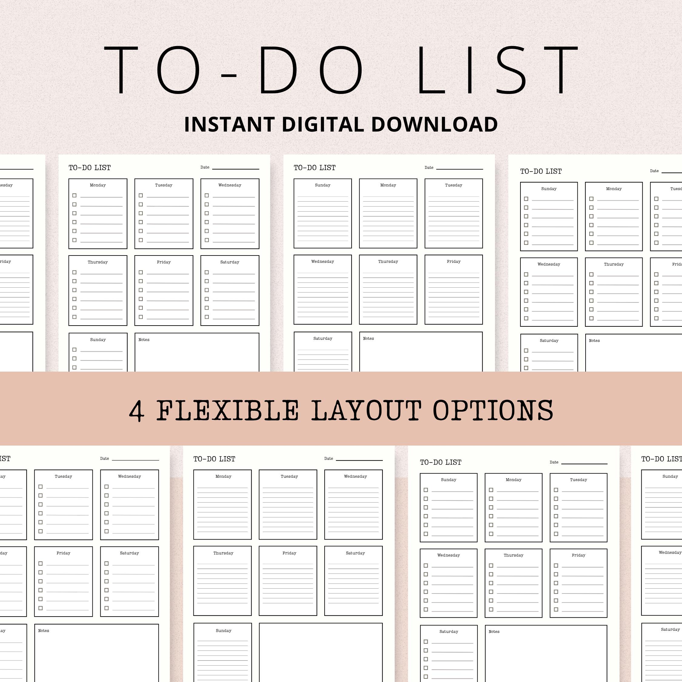 Weekly to Do List Printable Editable Daily Task Planner Template ...