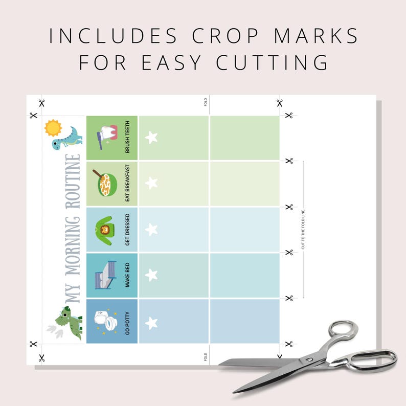 Daily Routine Chart Printable for Kids Dinosaur Morning Bedtime ...