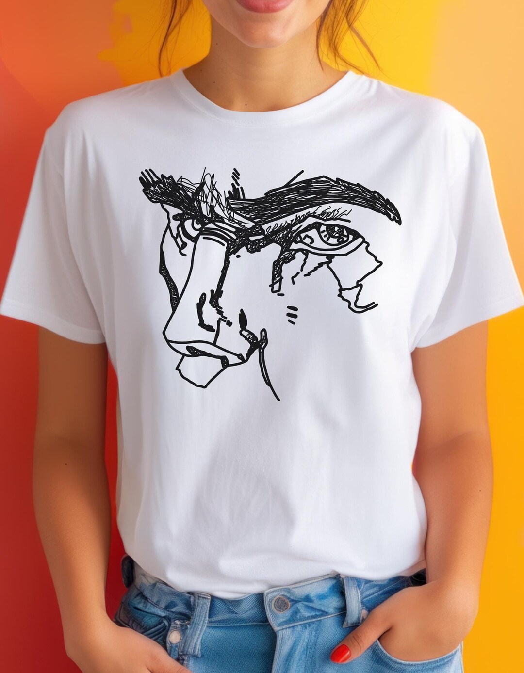 Soul-piercing Eyes T-shirt /intense Face Graphic Tee /captivating Gaze ...