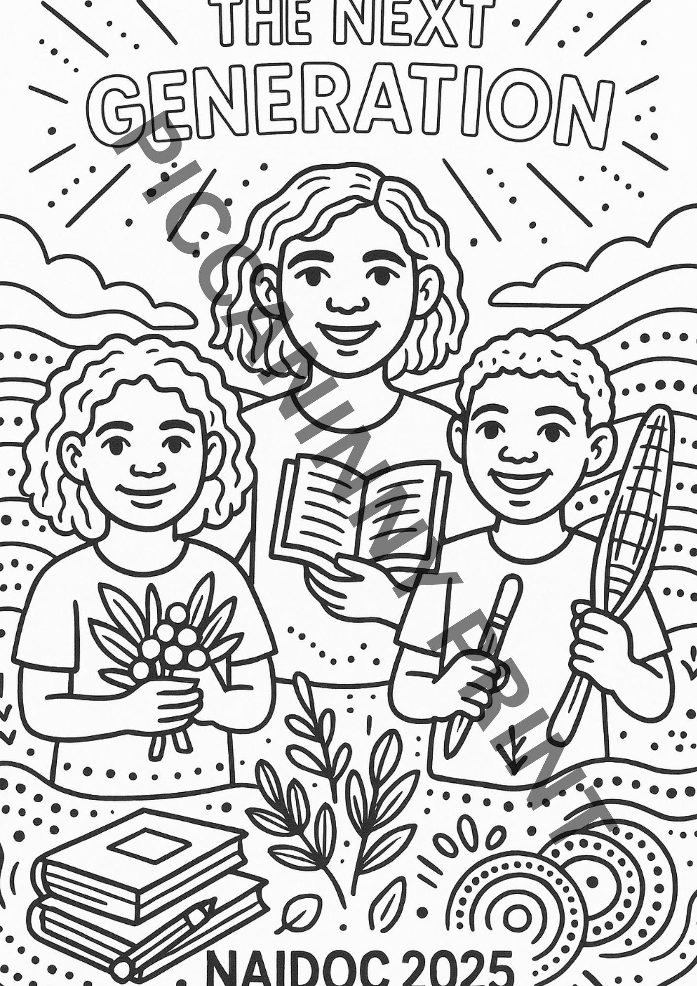 NAIDOC 2025 Colouring Pages – "the Next Generation" Printable Set (5 ...