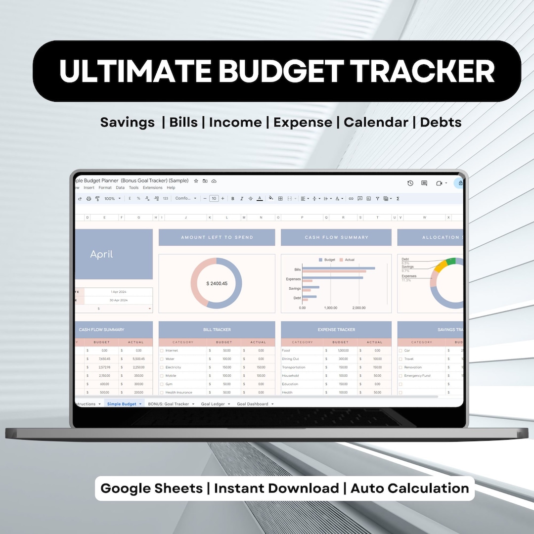 Ultimate Monthly Budget Spreadsheet for Google Sheets, Budget Template ...