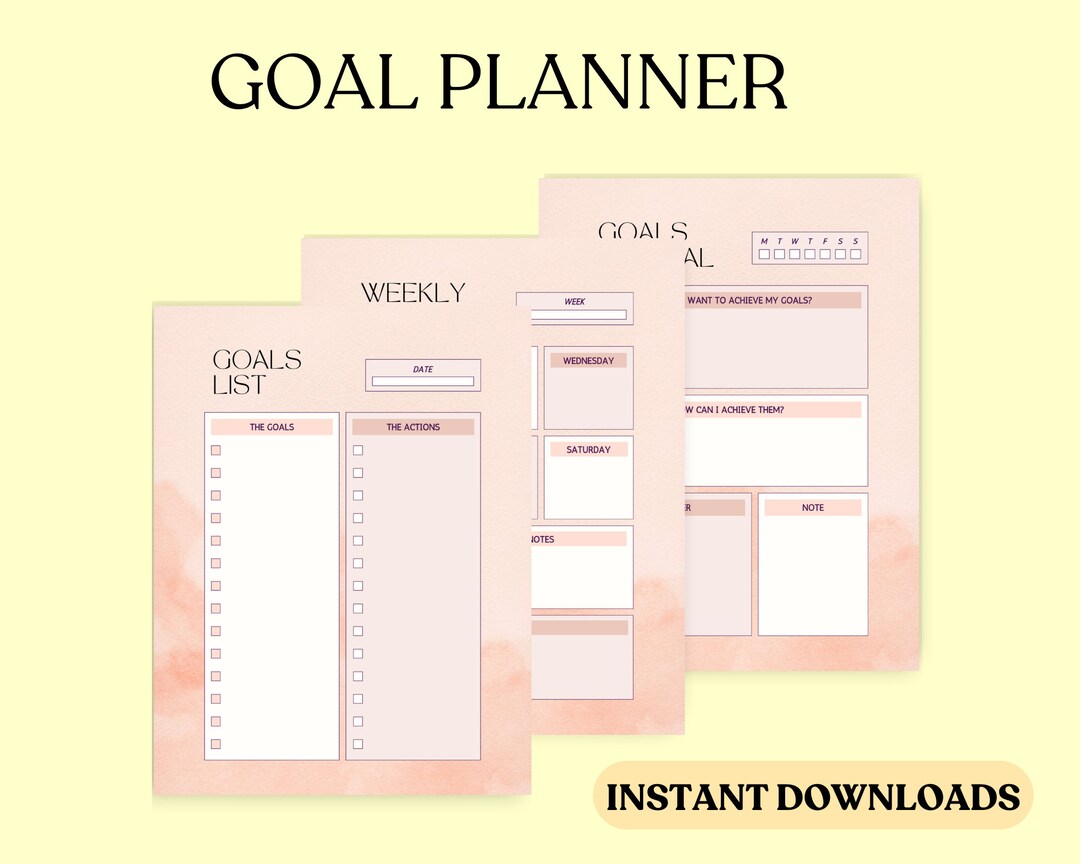 Goal Planner Goal Tracker Goal Setting Productivity - Etsy