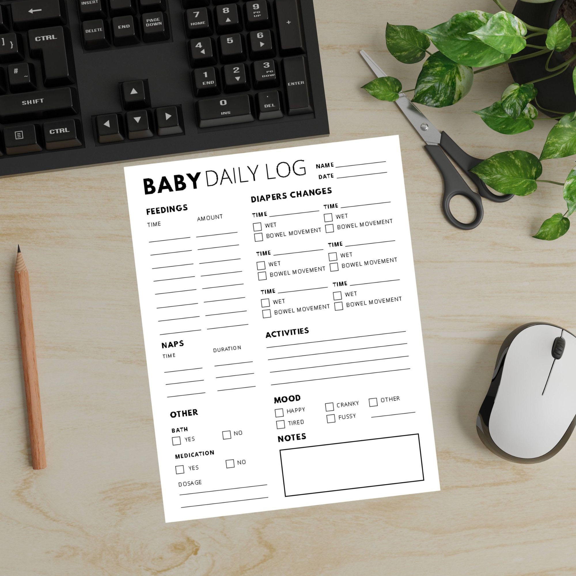 Infant Daily Log Printable, Baby Daily Log Template, Baby Care Tracker ...