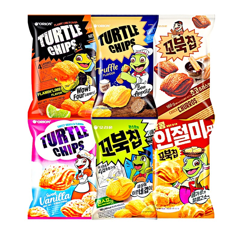 Orion Turtle Chips Mixed Flavors 6x160g - Etsy Canada
