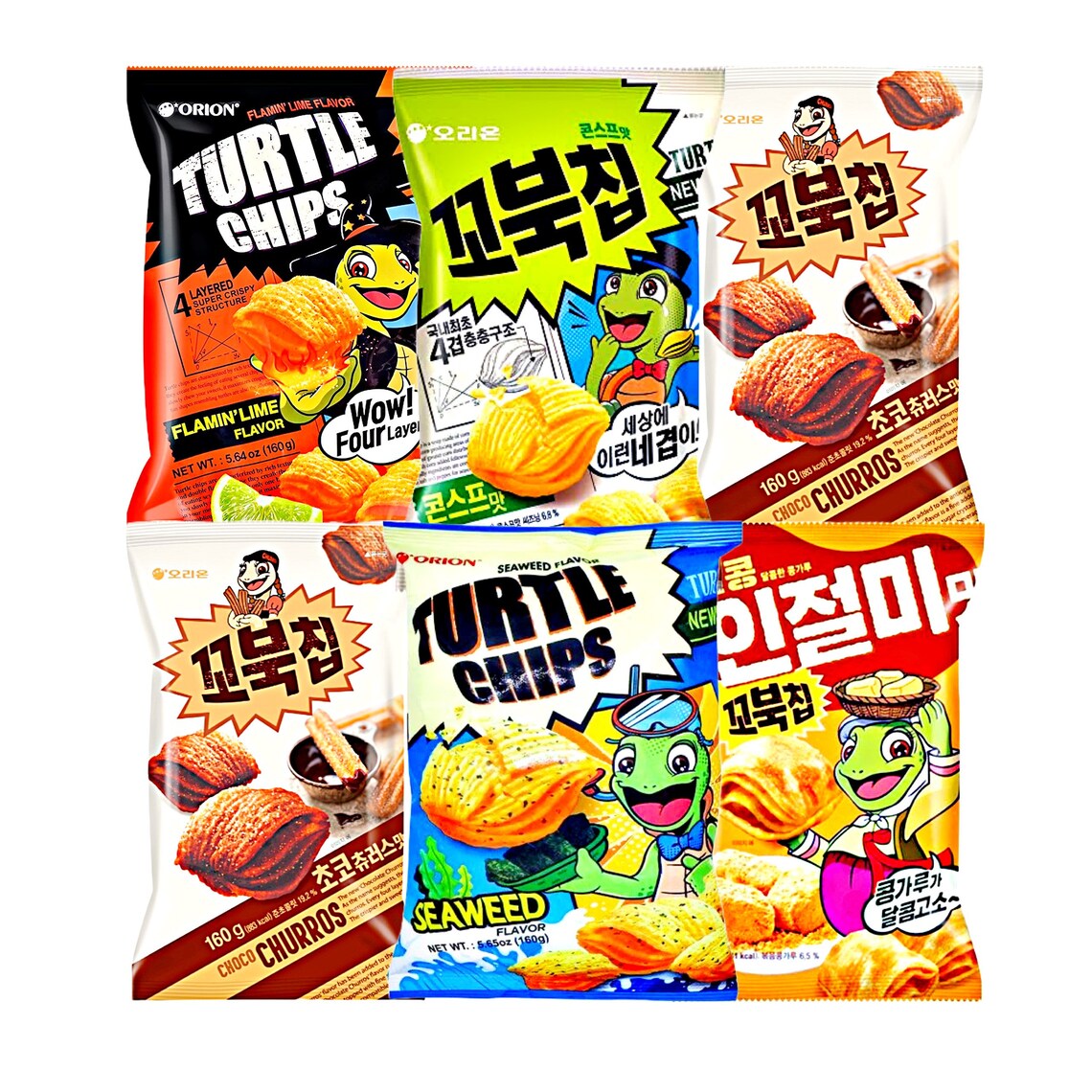 Orion Turtle Chips Mixed Flavors 6x160g - Etsy Canada