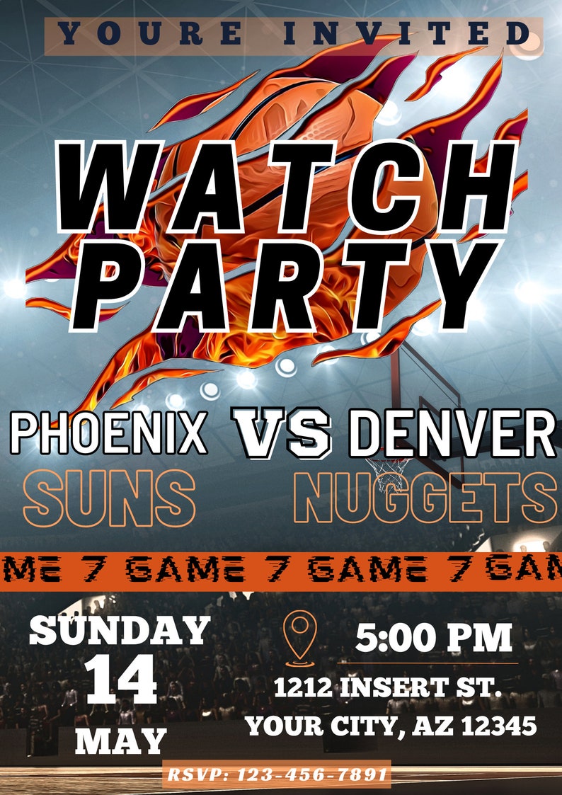 2023 NBA Finals Party Invitation, Game 7 Suns Vs. Nuggets Party Digital ...