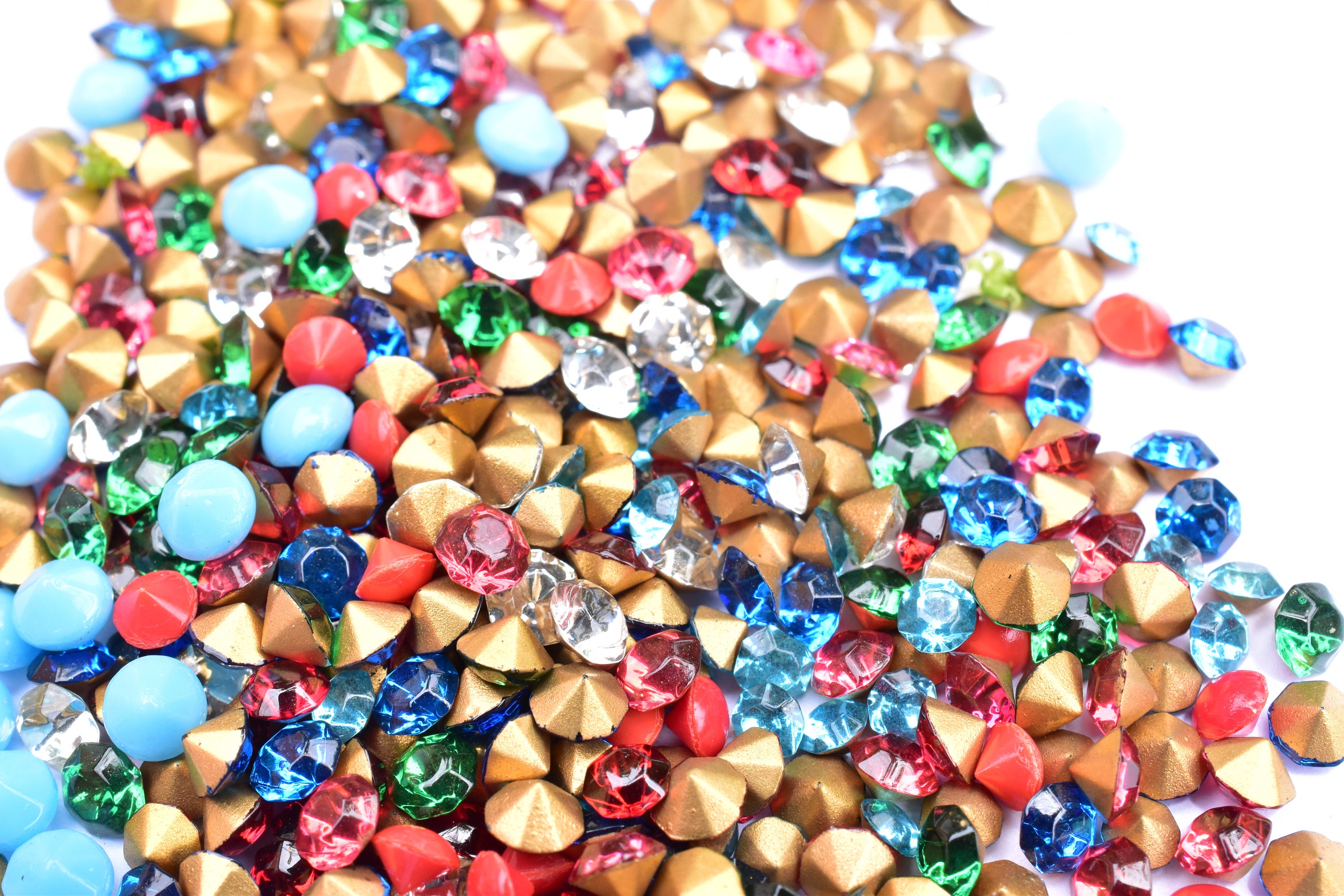 20g Assorted Vintage French Pointed Back Round Crystals Gems - Etsy