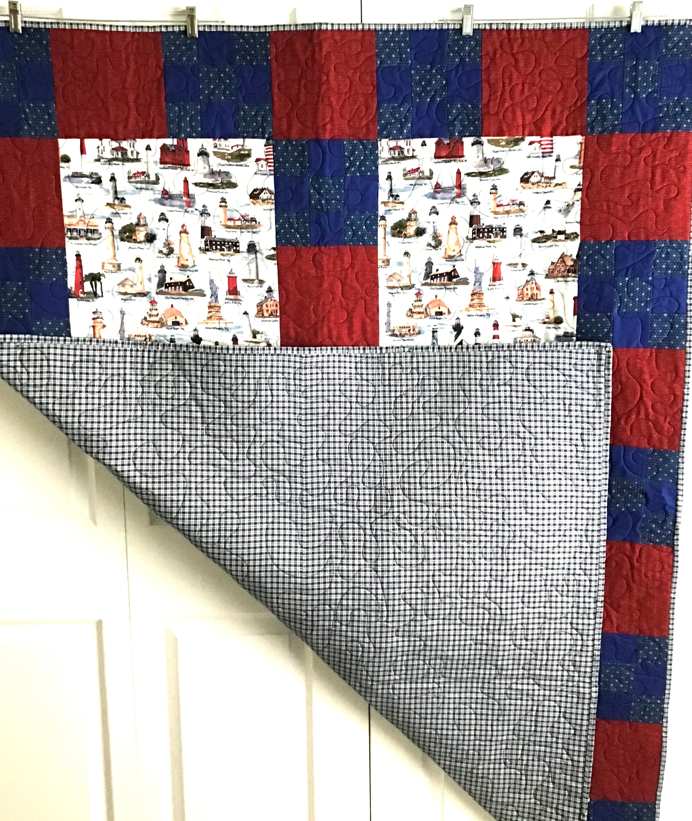US Lighthouse Nautical Themed Quilt Featuring Multiple Lighthouses 50 1 ...