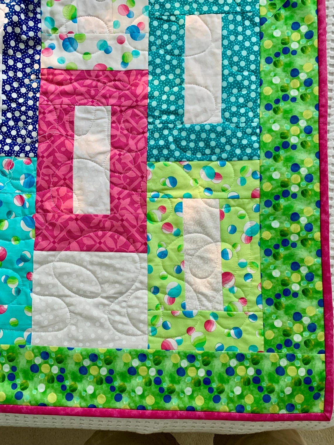 Stacked Rectangles in Fun Bright Colors - 48” X 66” - Blue Pink Yellow ...