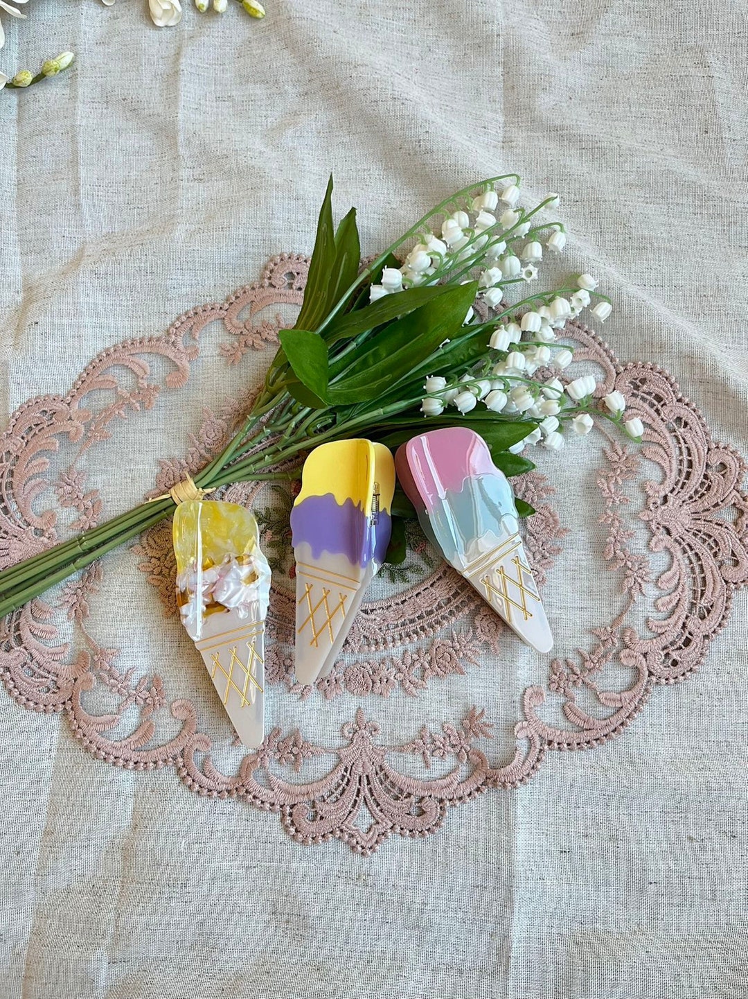 Ice Cream Cone Hair Claw Clip Gelato Hair Claw Minimalist - Etsy Hong Kong