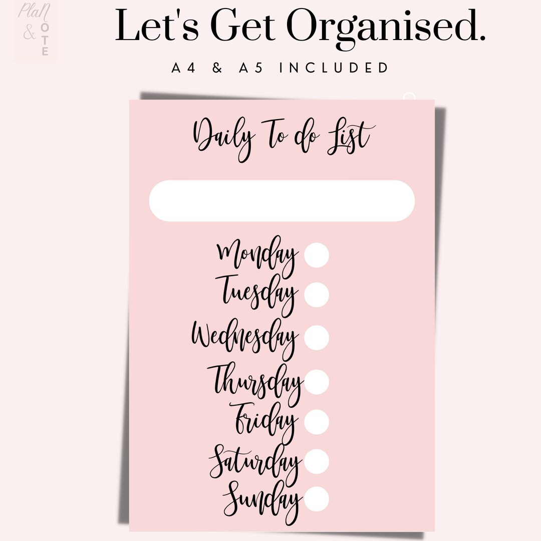 Daily to Do List,cute Checklist Planner,simple Daily Checklist,pink ...