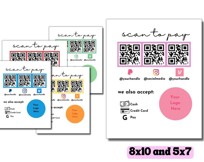 Editable Scan to Pay Sign Scan to Pay Template Payment Sign Venmo Sign ...