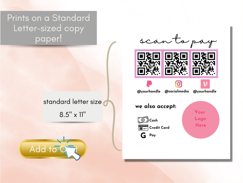 Editable Scan to Pay Sign Scan to Pay Template Payment - Etsy