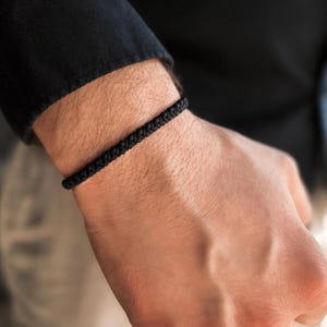 Black Macrame Bracelet for Men, Men's Bracelet With Toho Beads ...