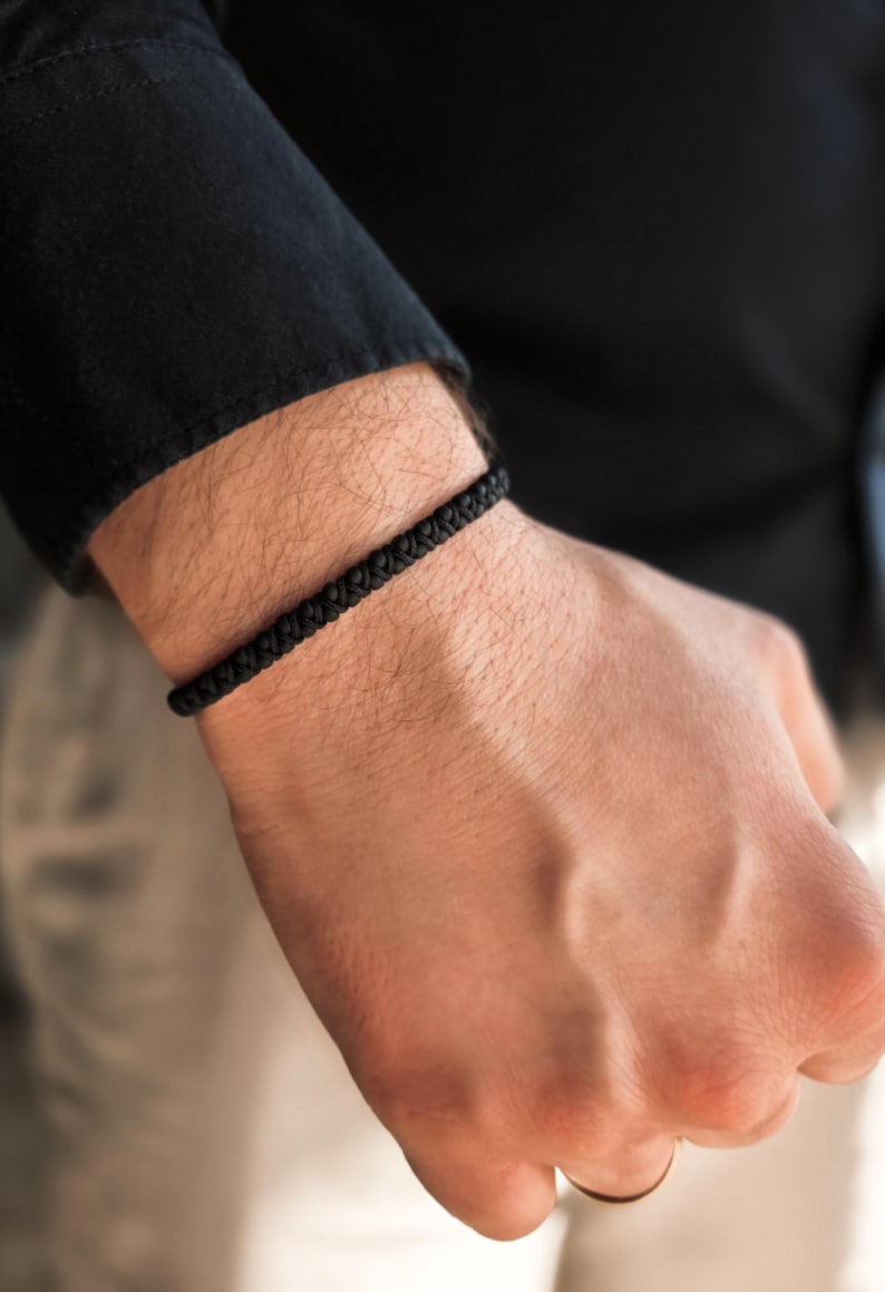 Black Macrame Bracelet for Men, Men's Bracelet With Toho Beads ...