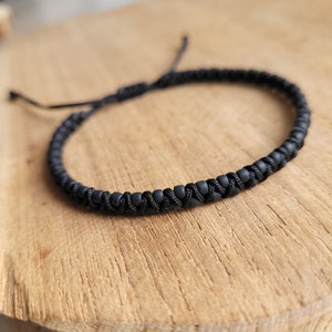 Black Macrame Bracelet for Men, Men's Bracelet With Toho Beads ...