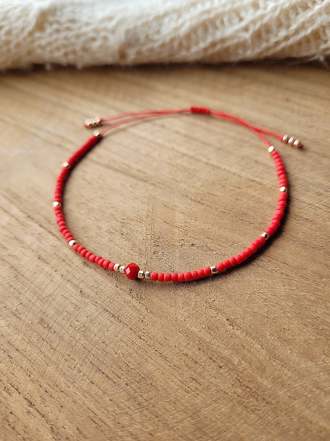 Red Bracelet, Minimalist Cord Bracelet With Tiny Bead, Delicate Jewelry ...