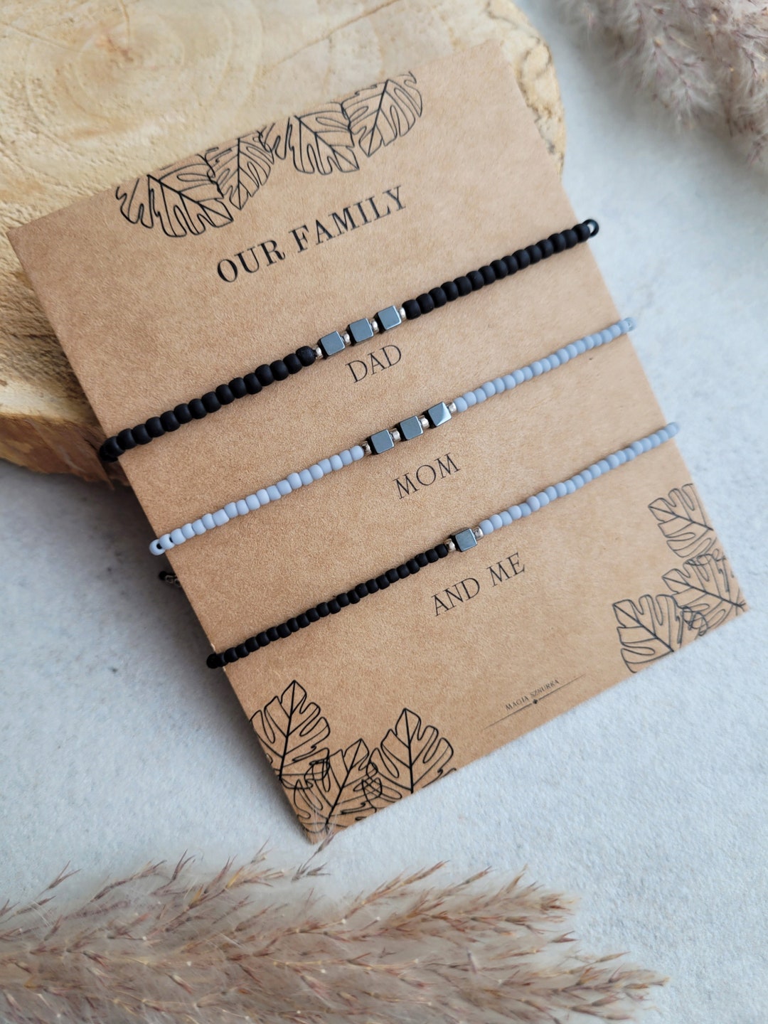 Family Bracelet Set, Matching Bracelet for Dad Mom and Child, Family ...