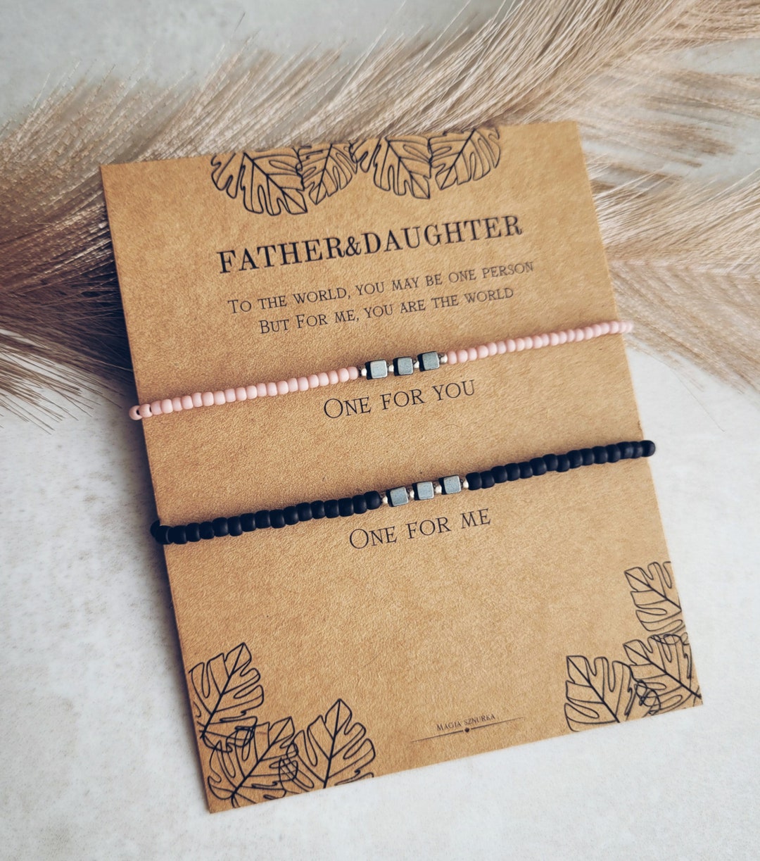Father and Daughter Bracelet Set, Matching Armband for Dad and Daughter ...