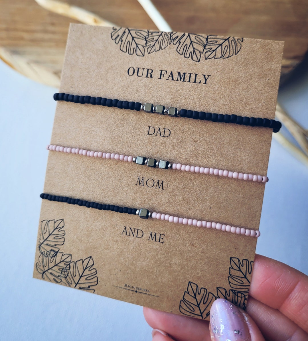 Family Bracelet Set, Matching Bracelet for Dad, Mom and Child, Family ...