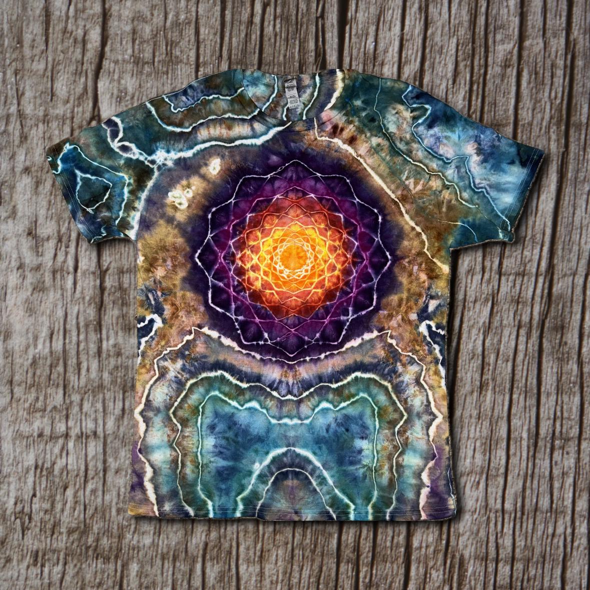 Mandala Geode Tie Dye - Custom Made-to-order Tee Shirt - Earth Tone Die ...